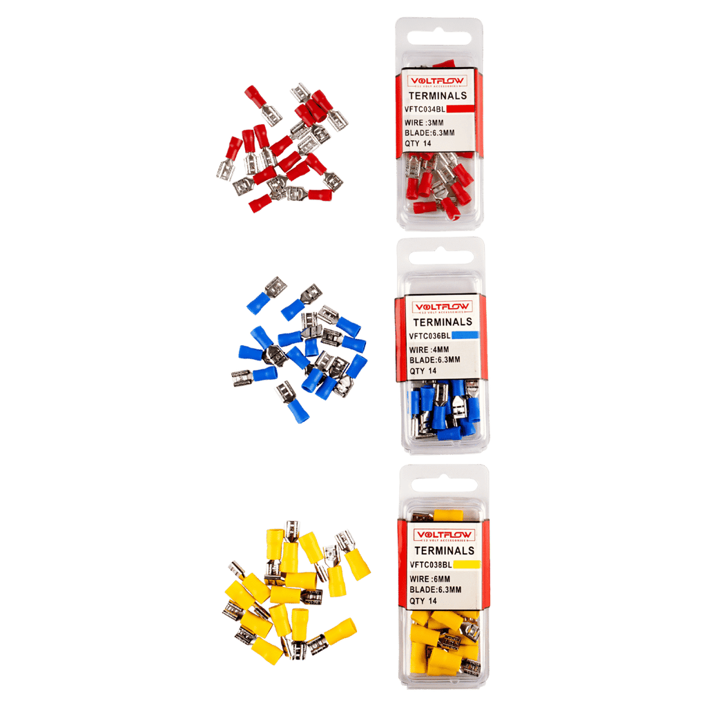 VoltFlow Female Blade Terminals 6.3mm 14 Piece · VoltFlow 12 Volt Australia