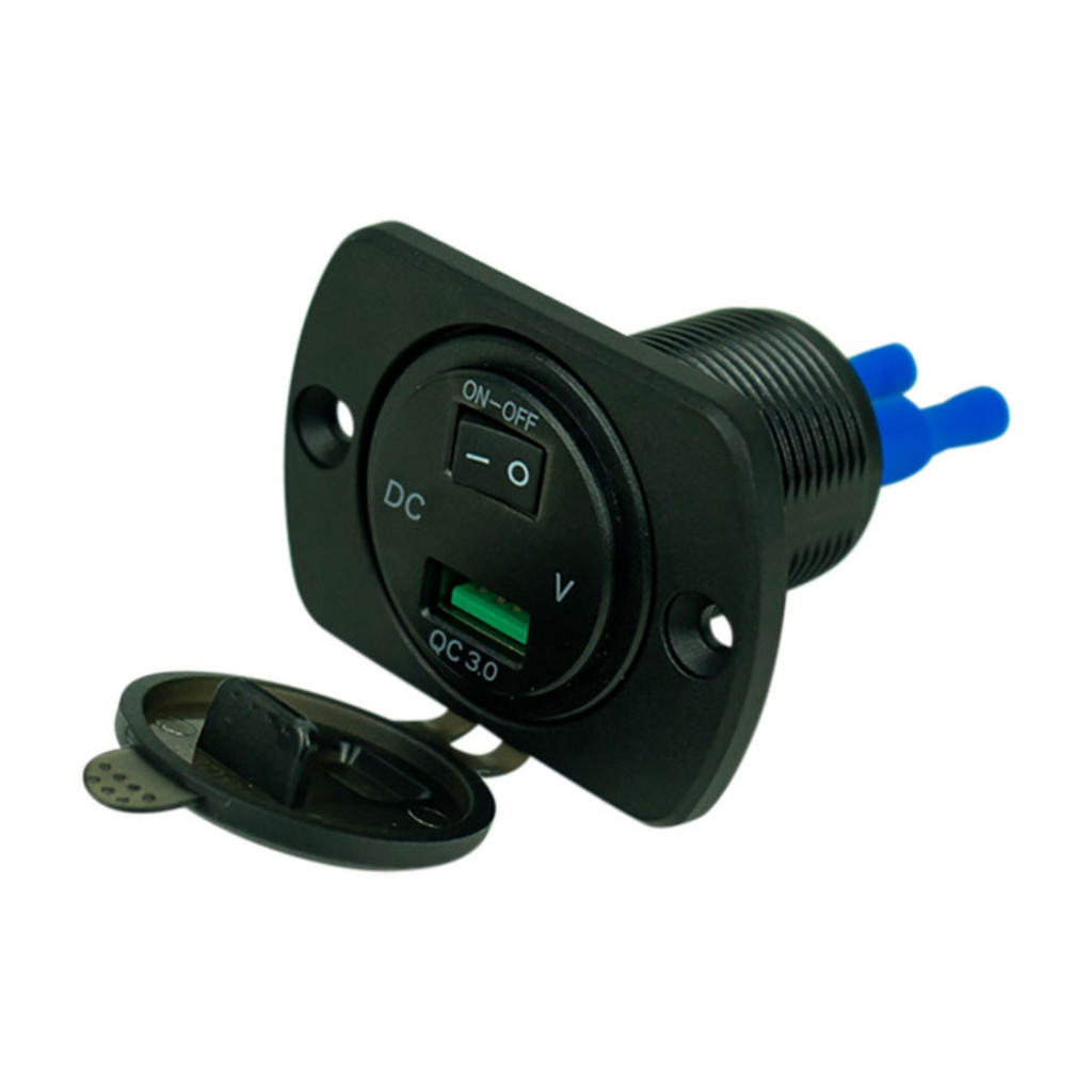 VoltFlow 12V Volt Gauge Flush Mount with USB and Switch with Red LED ...