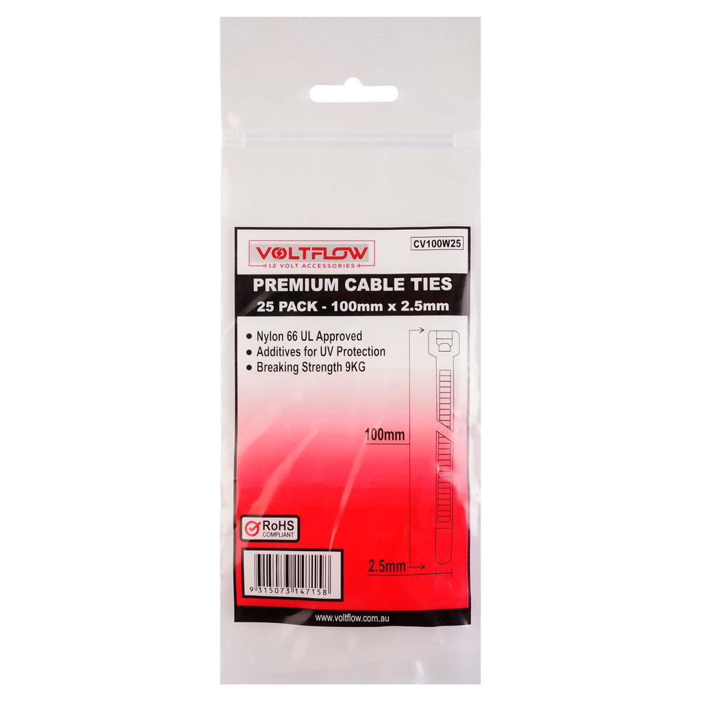 VoltFlow Premium Black & White Cable Ties Packs of 25 · VoltFlow 12 ...